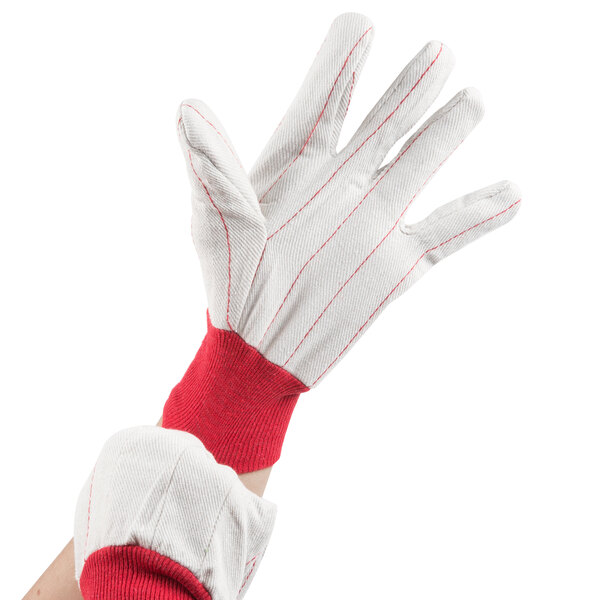 Cordova Red Nap-In Cotton Double Palm Work Gloves - Large - 12/Pack