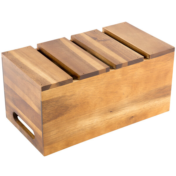 Tablecraft CRATE136 Third Size, 6" Deep Acacia Wood Serving and Display ...