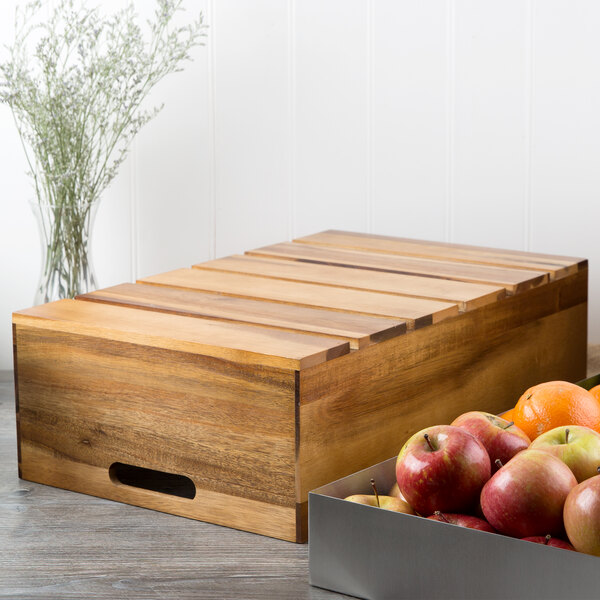 Tablecraft CRATE116 Full size, 6" Deep Gastronorm Acacia Wood Serving ...