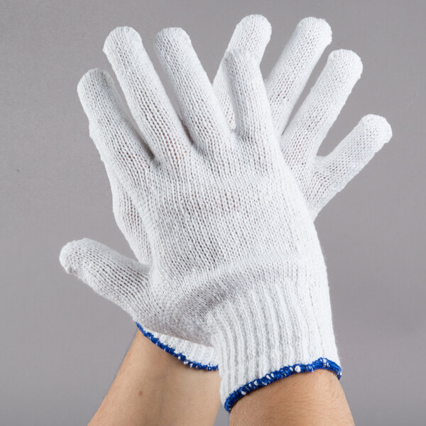 Cordova Medium Weight White Polyester / Cotton Work Gloves - Medium - 12/Pack