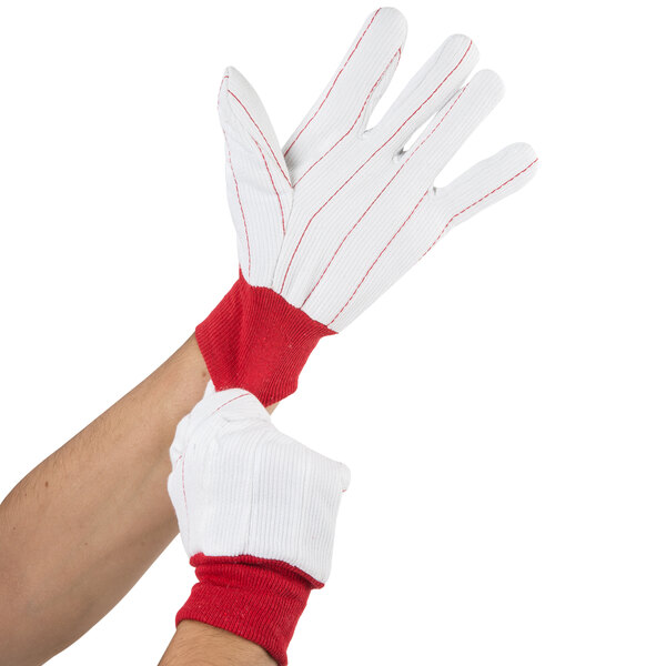 Cordova Red Polyester / Cotton Double Palm Work Gloves - Large - 12/Pack