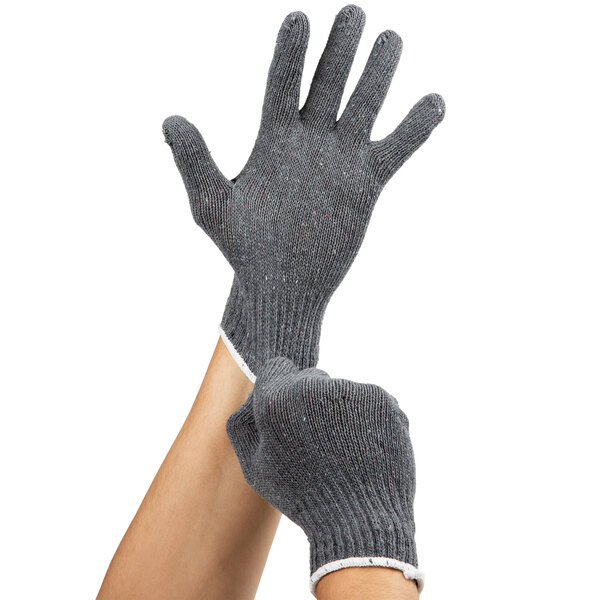 Cordova Economy Weight Gray Polyester / Cotton Work Gloves - Large - 12 ...