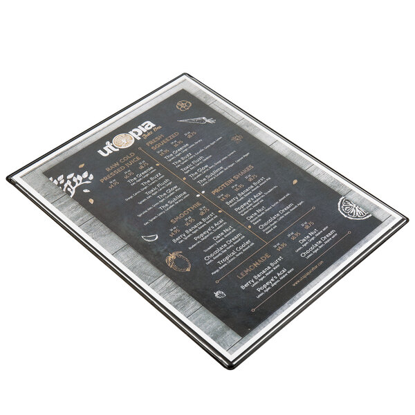 Menu Solutions H500C Hamilton Black 8 1/2" x 11" Single Panel Two View ...