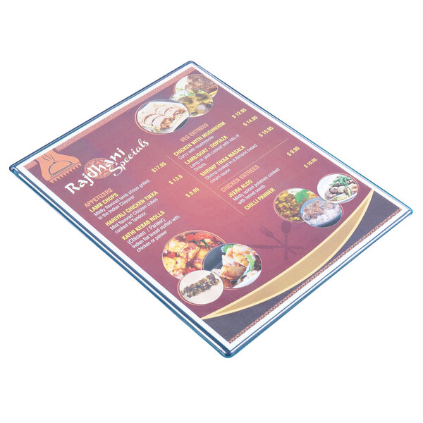 Menu Solutions H500C Hamilton Dark Blue 8 1/2" x 11" Single Panel Two ...