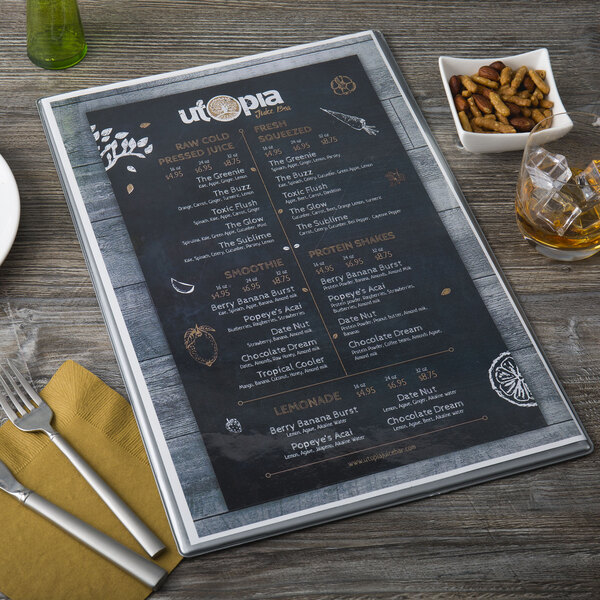 Menu Solutions H500G Hamilton Silver 11" x 17" Single Panel Two View ...