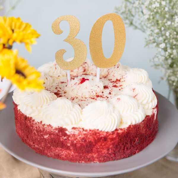 Creative Converting 324939 Gold Glitter "0" Cake Topper