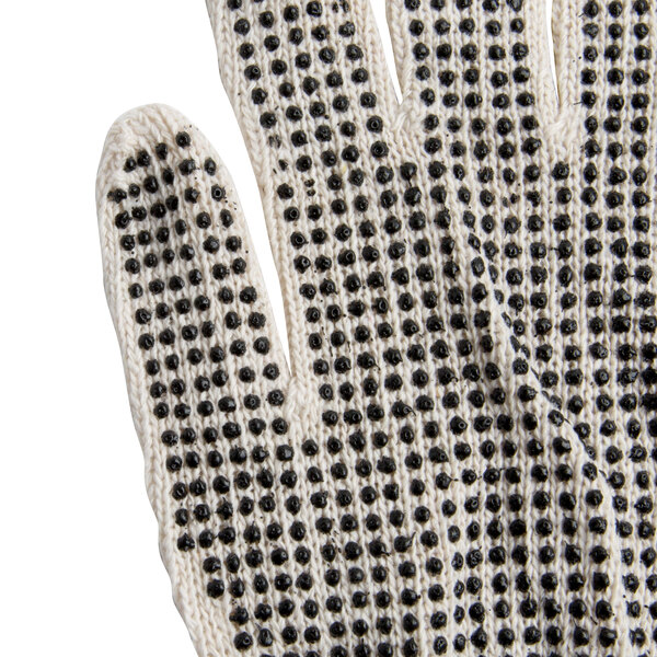 Economy Weight Natural Polyester / Cotton Work Gloves with Black PVC ...