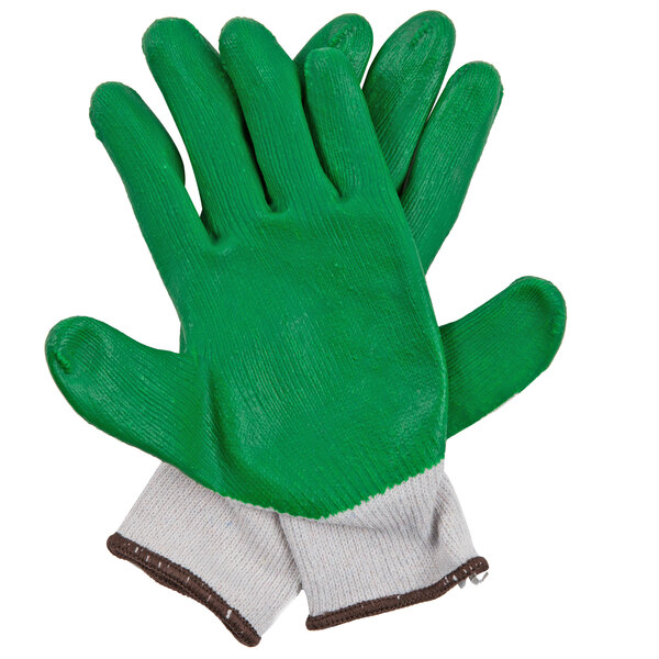 Cordova Natural Polyester / Cotton Work Gloves with Green Latex Palm ...