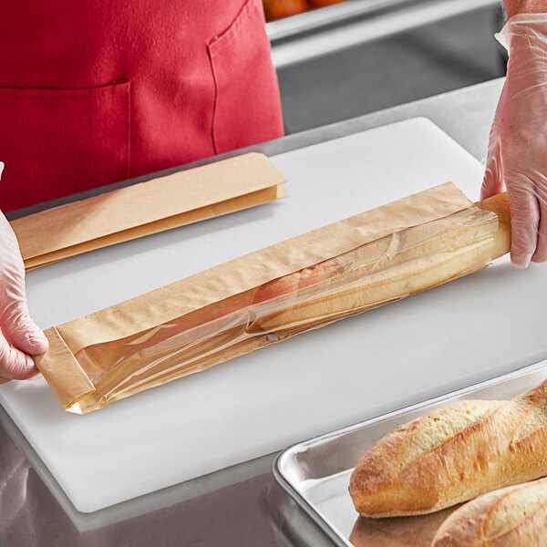 Bagcraft Packaging 300058 3 1/4" x 2" x 15" Dubl View® ToGo! Kraft ...