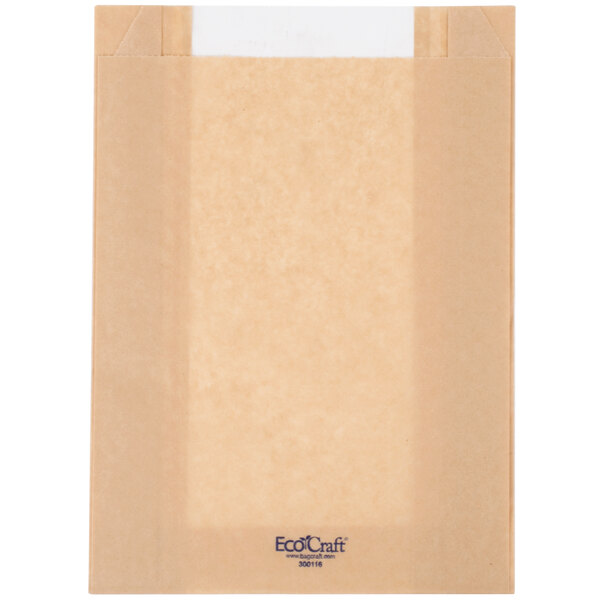 Bagcraft Packaging 300116 6 1/2" x 2" x 8 1/2" Ecocraft Kraft Grease ...