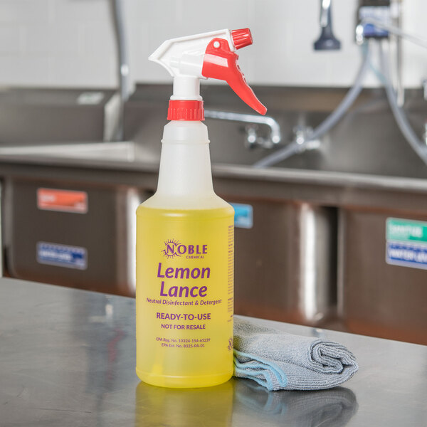 32 oz. Labeled Bottle for Noble Chemical Lemon Lance Disinfectant ...