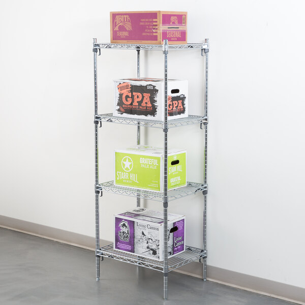 Metro A316C Super Adjustable Chrome Wire Stationary 4-Shelf Shelving ...