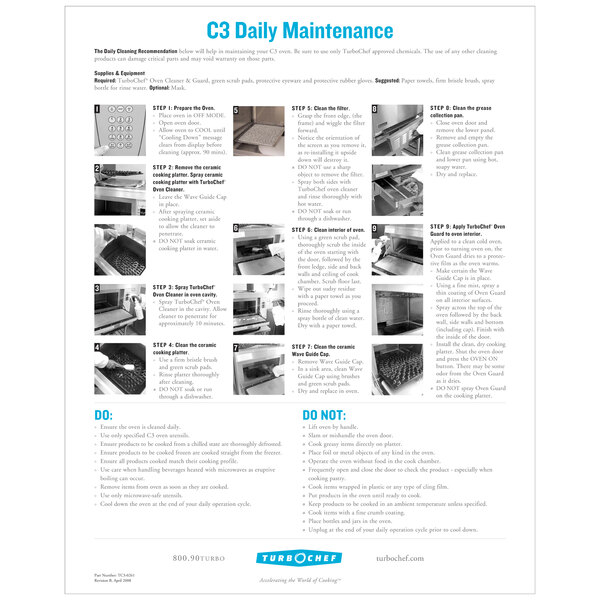 TurboChef TC3-0261 Daily C3 Oven Cleaning Poster
