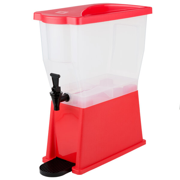 Choice 3 Gallon Red Slim Beverage / Juice Dispenser