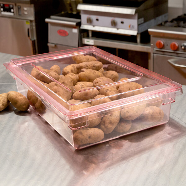 Cambro 18266CW467 Camwear 26" x 18" x 6" Red Polycarbonate Food Storage Box