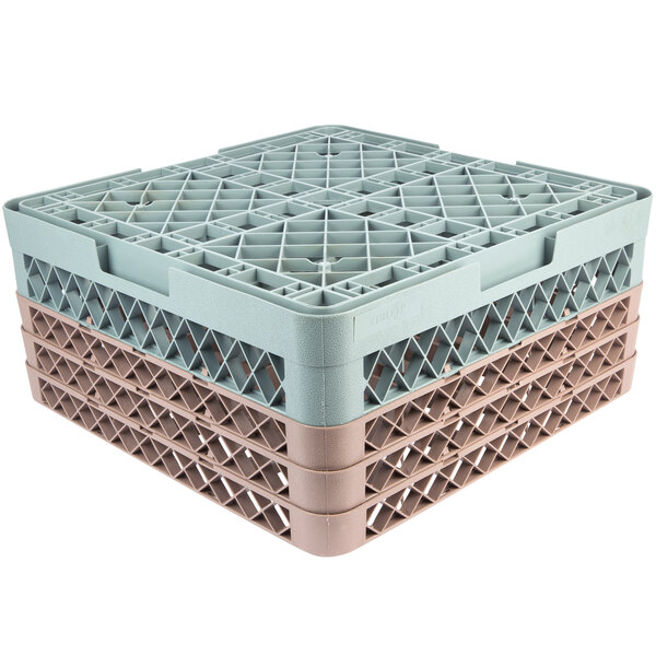 Noble Products 20-Compartment Gray Full-Size Glass Rack with 3 Brown ...