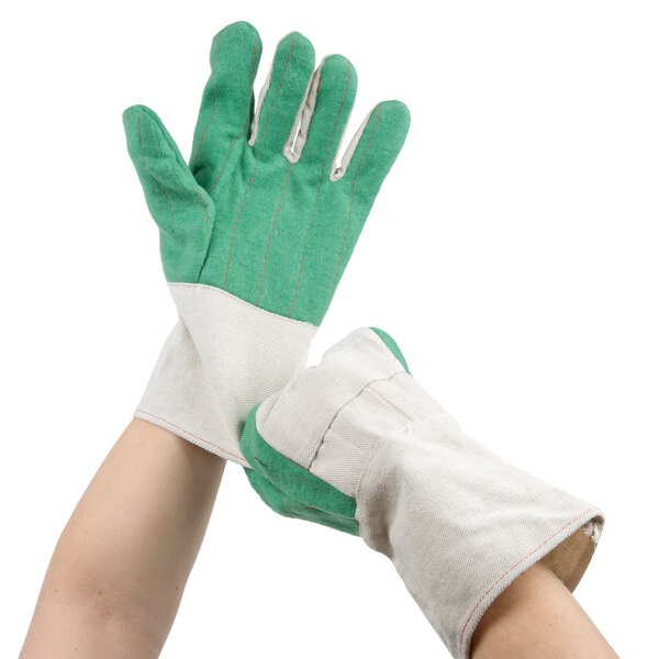 Cordova Heavy Weight Green Cotton Double Palm Work Gloves with Burlap ...