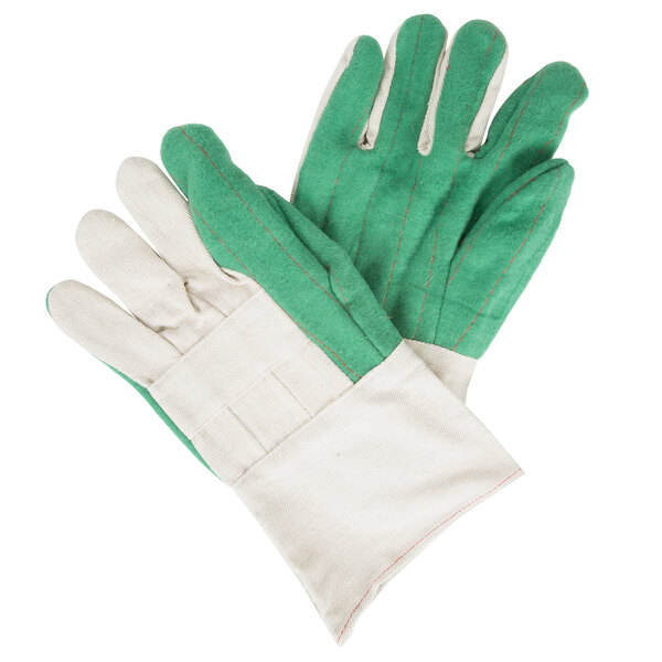 Cordova Heavy Weight Green Cotton Double Palm Work Gloves with Burlap ...