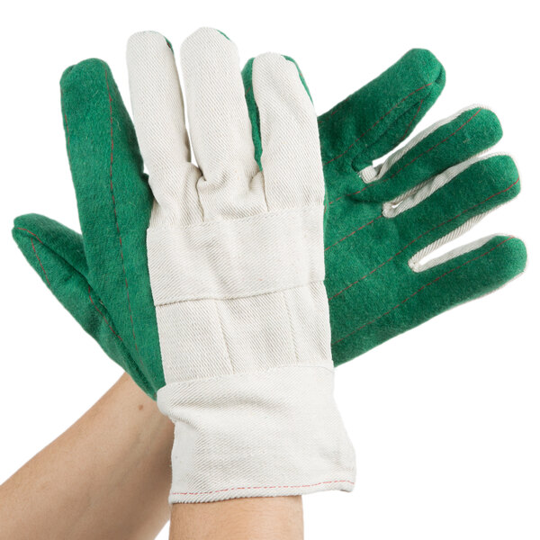 Cordova Heavy Weight Green Cotton Double Palm Work Gloves with Burlap ...