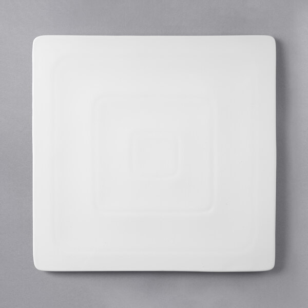Acopa 12" Square Bright White Porcelain Flat Plate - 6/Case