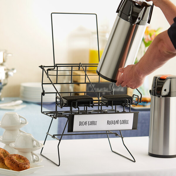 Choice 14" x 10" x 9 7/8" Black Wire 2 Compartment Airpot Rack with ...