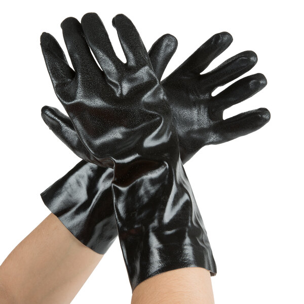 Cordova PVC Black Large 14" Sandpaper Gloves with Interlock Lining - 12 ...