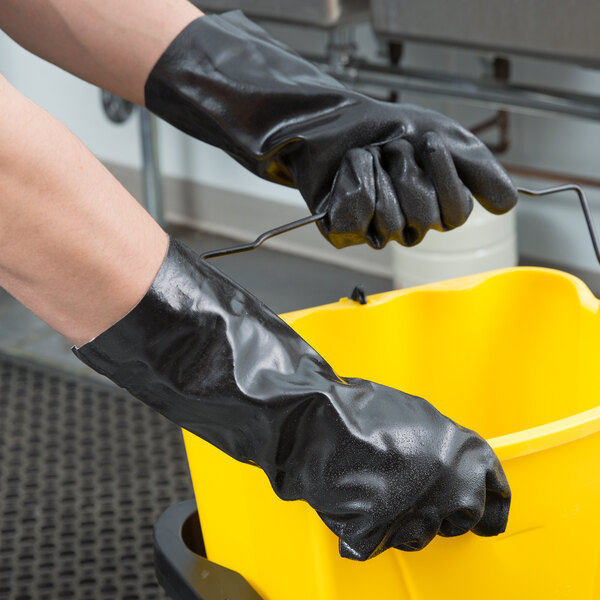 Cordova PVC Black Large 14" Sandpaper Gloves with Interlock Lining - 12 ...