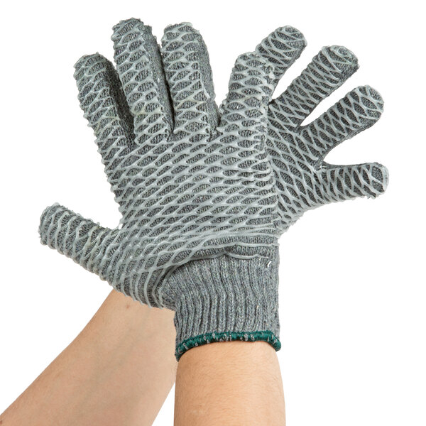 Cordova Gray Polyester / Nylon Grip Gloves with Two-Sided Criss-Cross ...