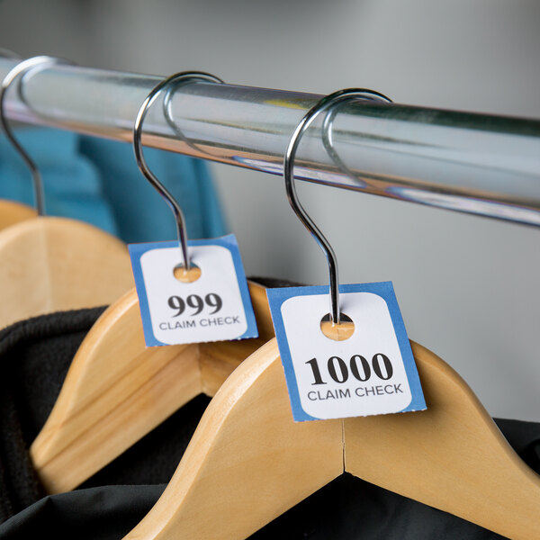 Choice Blue 3 Part Paper Coat Room Check Tickets - 1000/Box