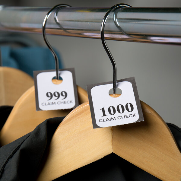 Choice Black 3 Part Paper Coat Room Check Tickets - 1000/Box