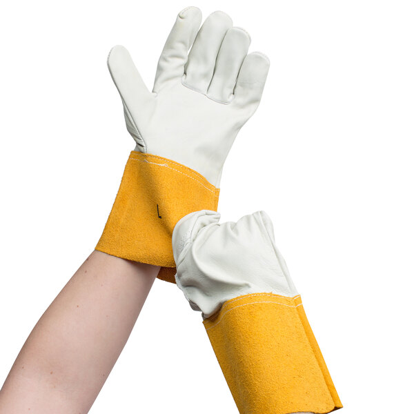Standard Grain Leather Welder's Gloves with Russet Split Leather Cuffs ...