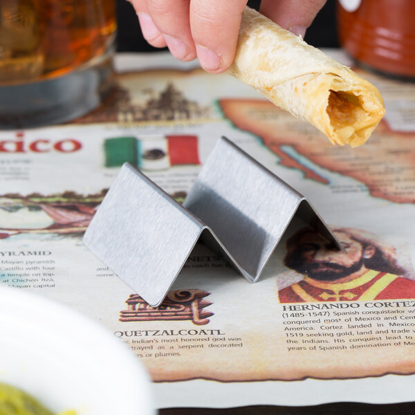 Choice 2" x 2" x 1" Stainless Steel Mini Taco Holder with 1 or 2 ...