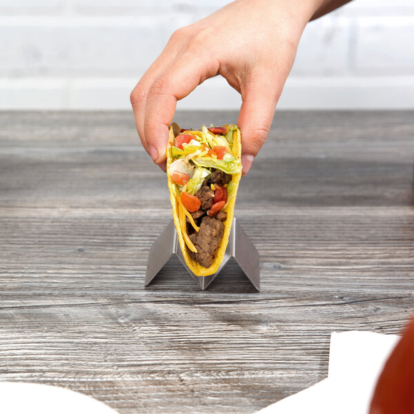 Choice 2" x 2" x 1" Stainless Steel Mini Taco Holder with 1 or 2 ...