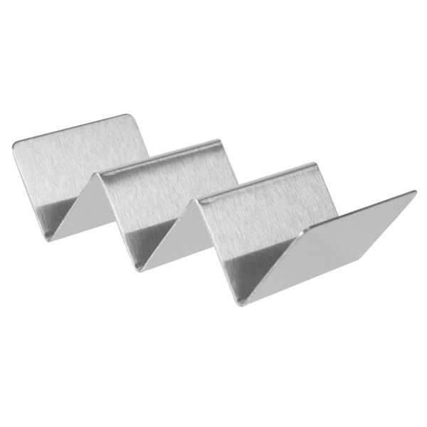Choice 4" x 2" x 1" Stainless Steel Mini Taco Holder with 2 or 3 ...