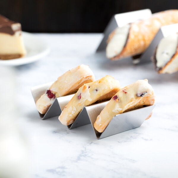 Choice 4" x 2" x 1" Stainless Steel Mini Taco Holder with 2 or 3 ...