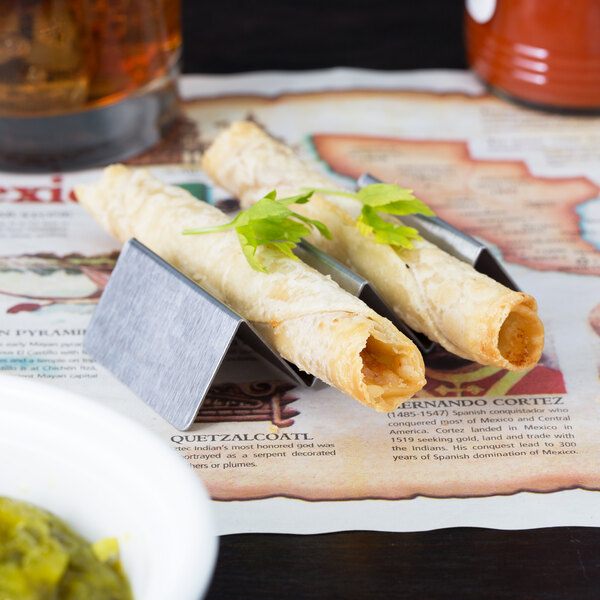 Choice 4" x 2" x 1" Stainless Steel Mini Taco Holder with 2 or 3 ...