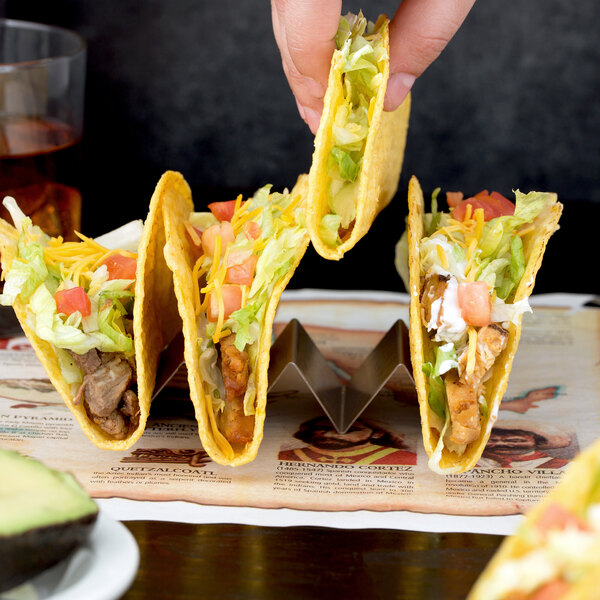 Choice 6 5/8" x 2" x 1" Stainless Steel Mini Taco Holder with 4 or 5 ...