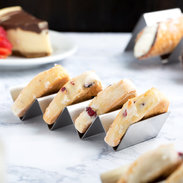 Choice 5" x 2" x 1" Stainless Steel Mini Taco Holder with 3 or 4 ...