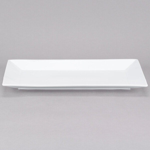 16 1/4" x 9" Bright White Rectangular Porcelain Platter - 12/Case