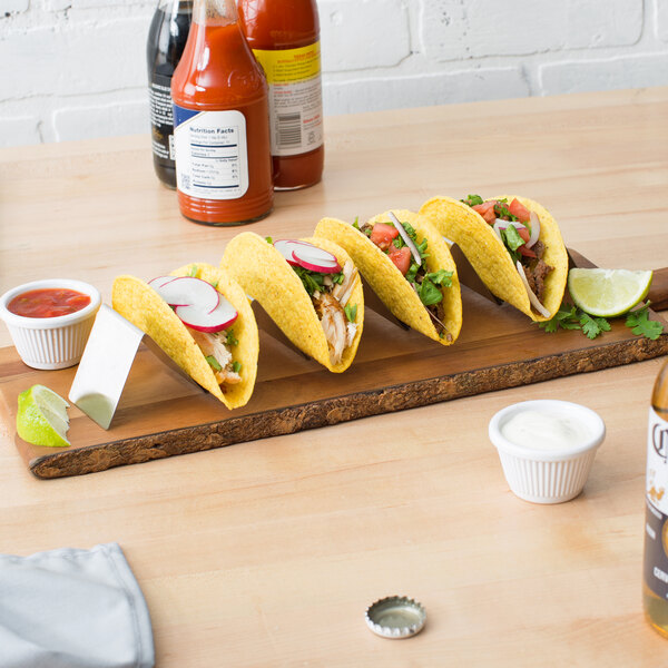 Choice 13 1/4" x 2" x 2" Stainless Steel Half Size Taco Holder with 4 ...