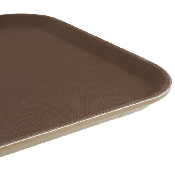Thunder Group 14" x 18" Brown Rectangular Fiberglass Non-Skid Serving Tray