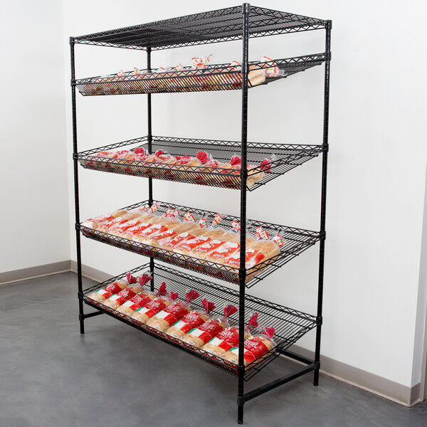 Regency Black Epoxy 5-Shelf Angled Stationary Merchandising Rack - 24 ...
