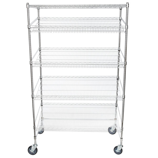Regency Chrome 5-Shelf Angled Mobile Merchandising Rack - 24" x 48" x 70"