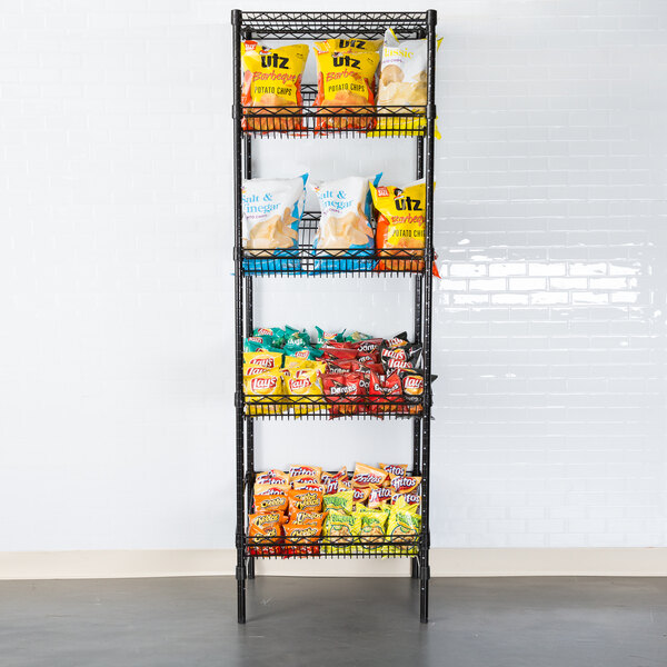 Regency 18" x 24" x 74" Black Epoxy 5-Shelf Angled Stationary ...