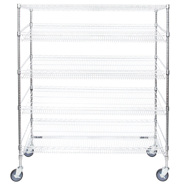 Regency Chrome 5-Shelf Angled Mobile Merchandising Rack - 24" x 60" x 70"