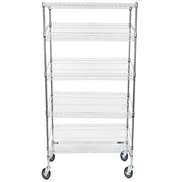 Regency Chrome 5-Shelf Angled Mobile Merchandising Rack - 18" x 36" x 70"