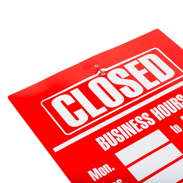 Cosco 098072 15" x 19" Red Business Hours Sign