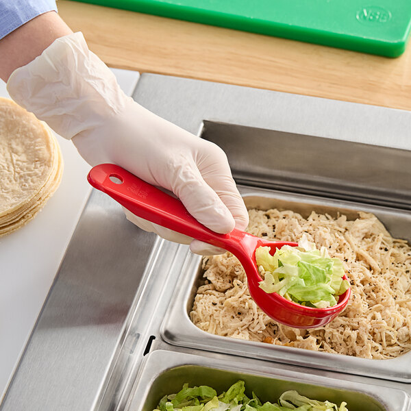 Carlisle 492405 Measure Misers 2 oz. Red Acetal Short Handle Portion Spoon