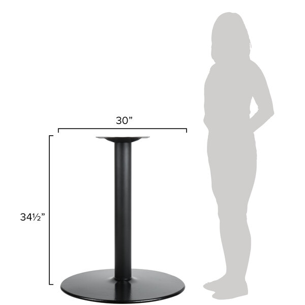 BFM Seating 30" Sand Black Stamped Steel Counter Height Indoor Round Table Base, 4" Column