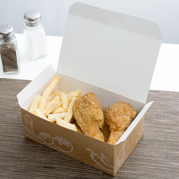 7" x 4 1/4" x 2 3/4" Take Out Lunch / Snack / Chicken Box with Fresh ...